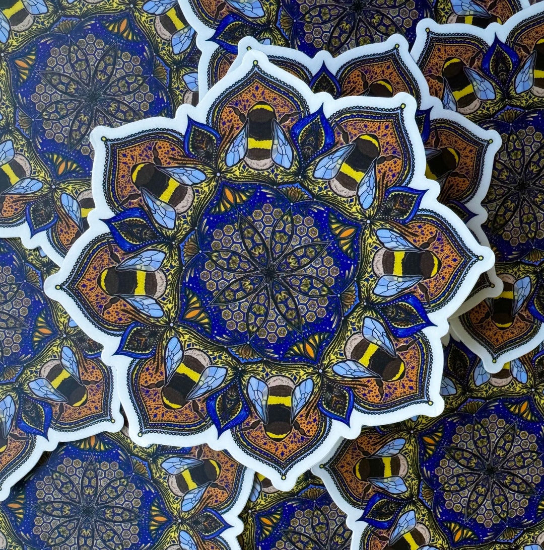 Bees and Honey Mandala Sticker | Bee Sticker | Holographic and Matte ...