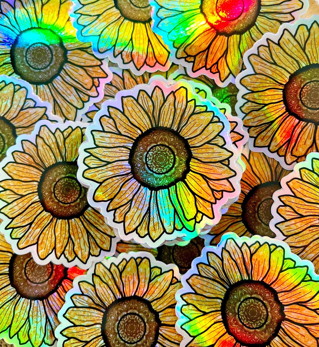 Beautiful Mini Holographic Sunflower Sticker - Etsy