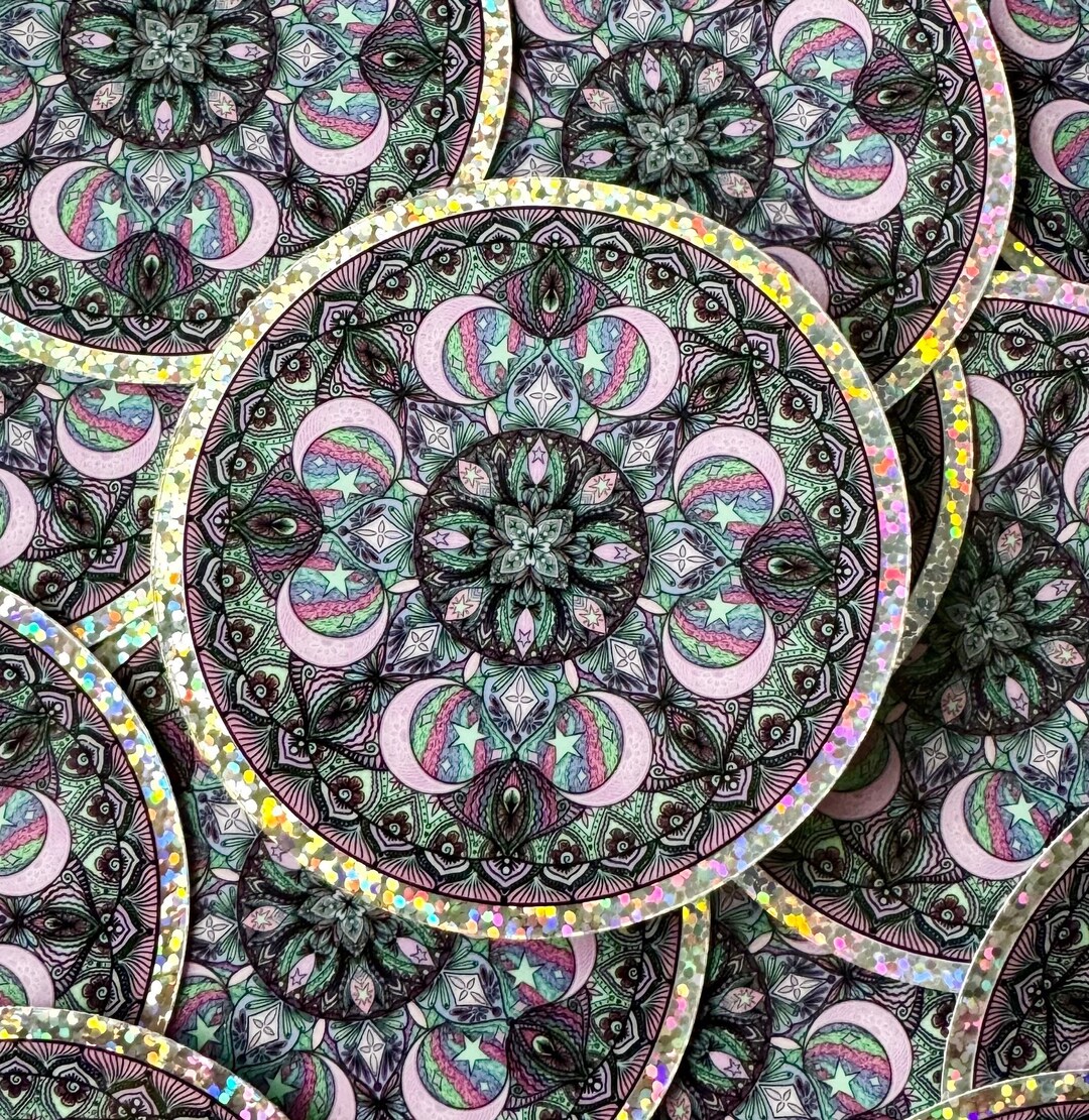 Mini Glittery Pastel Moon Mandala Sticker - Etsy