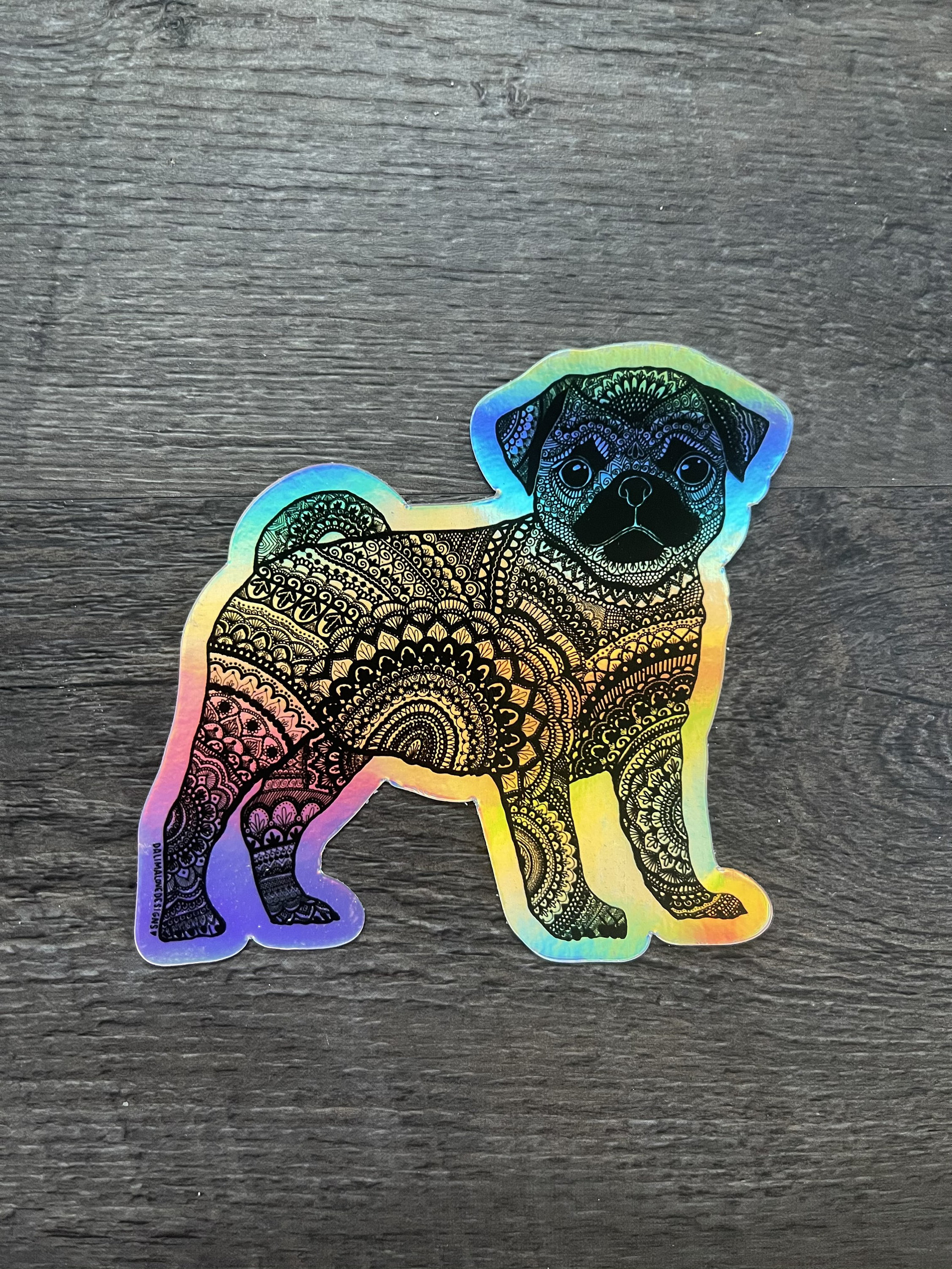 Pug Sticker PUG DOG Adorable Holographic Mandala Pattern | Etsy
