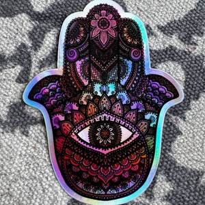 Beautiful Holographic Pink Hamsa Sticker - Etsy