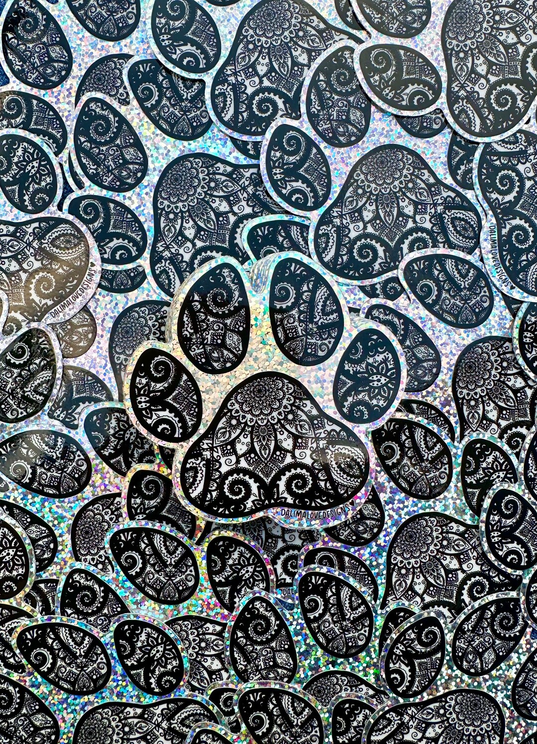 Glitter Print Sticker *mandala Print Paw* - Etsy