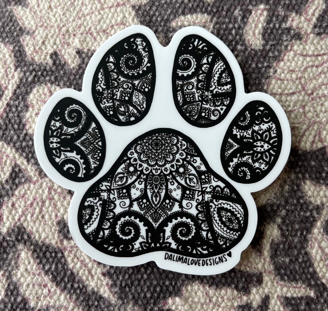 Paw Print Sticker mandala Print Paw - Etsy