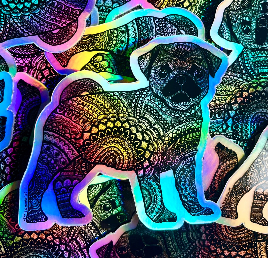 Pug Sticker PUG DOG Adorable Holographic Mandala Pattern - Etsy.de