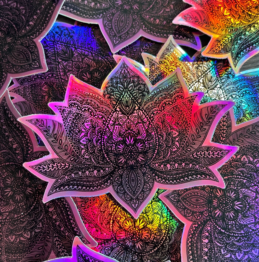 Holographic Lotus Sticker - Etsy