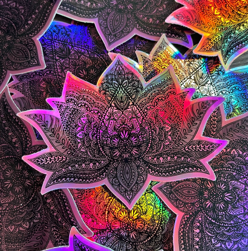 Holographic Lotus Sticker - Etsy