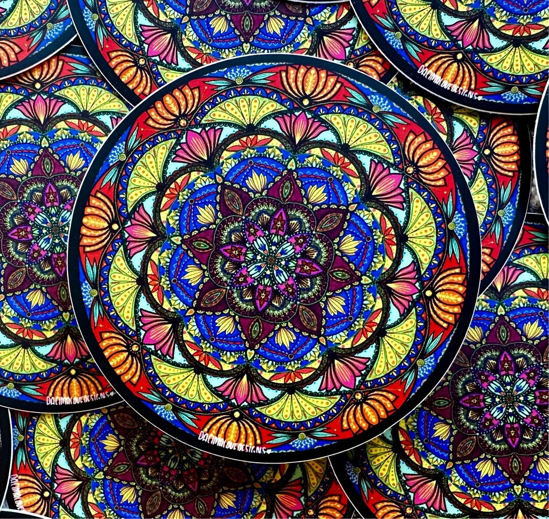 Beautiful Bright Rainbow Colored Mandala Sticker - Etsy