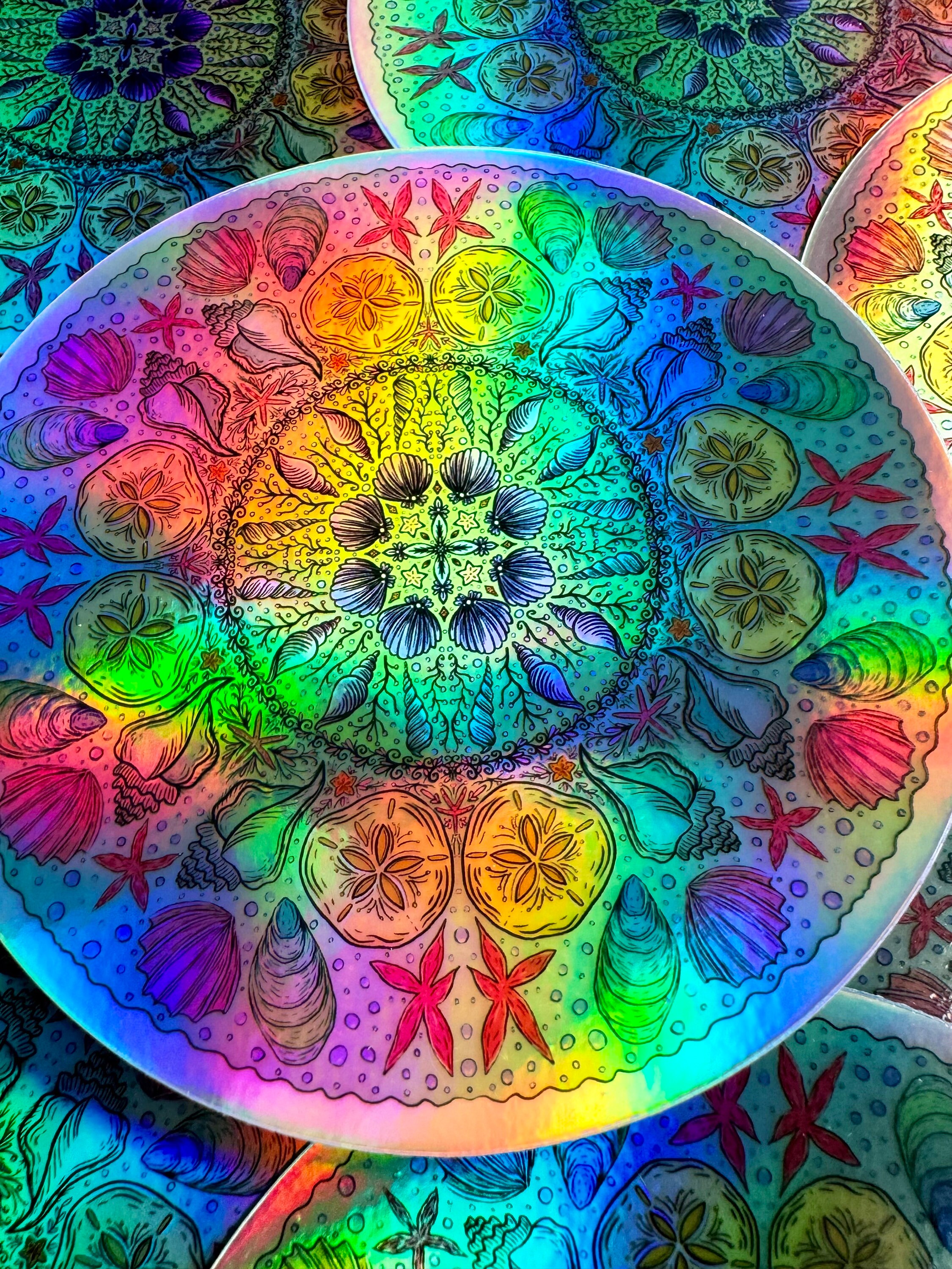 Seaside Vibes Shell Mandala Sticker | Matte and Holographic Available ...