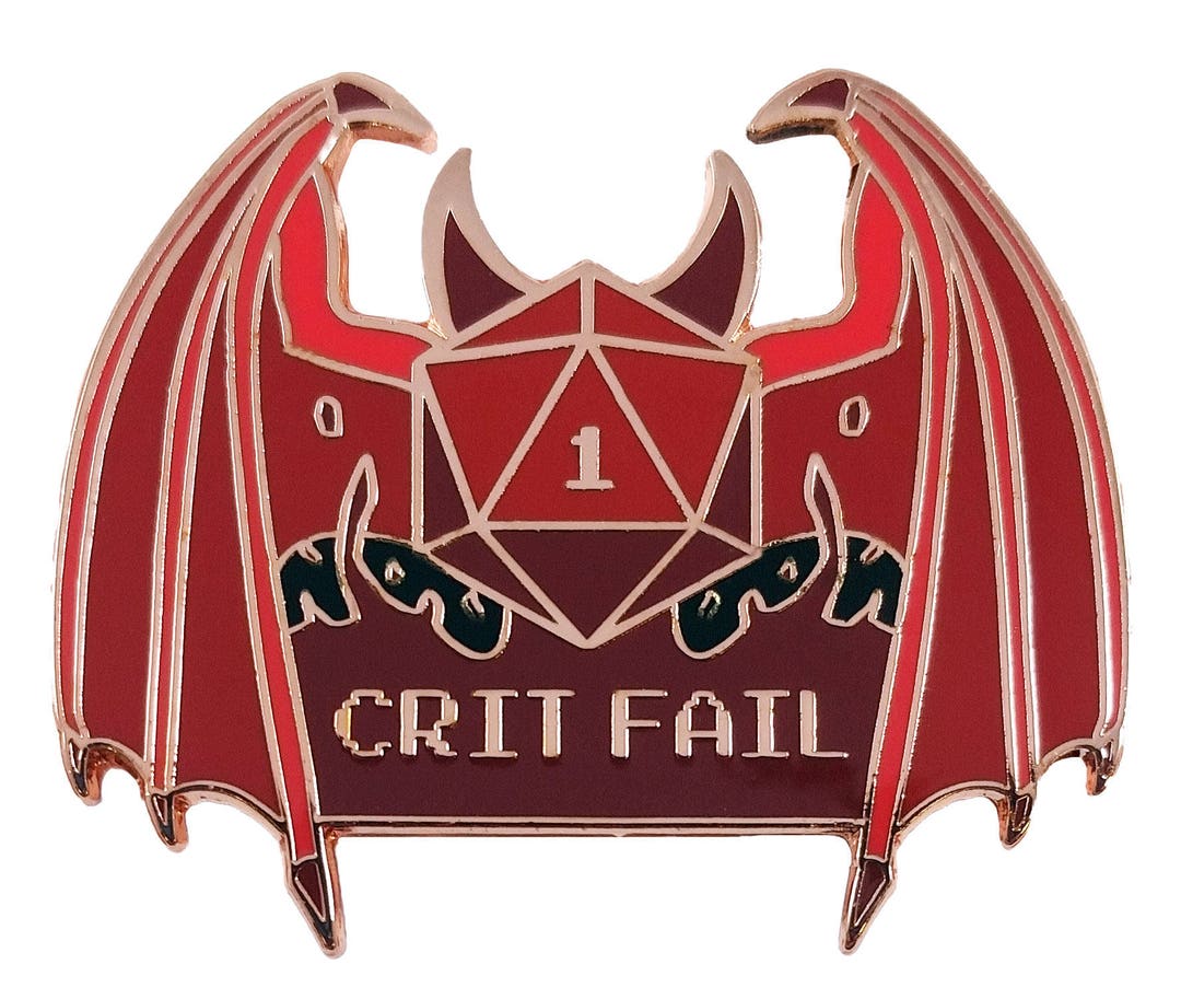 Crit Fail [critical Fail] Gaming Dice Roll With Devil Wings - 1.25 ...