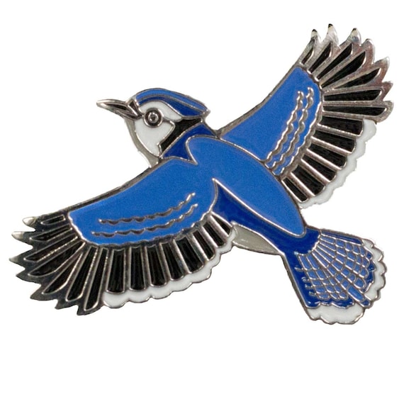 Blue Jay in Flight 1.25 Enamel Pin | Etsy