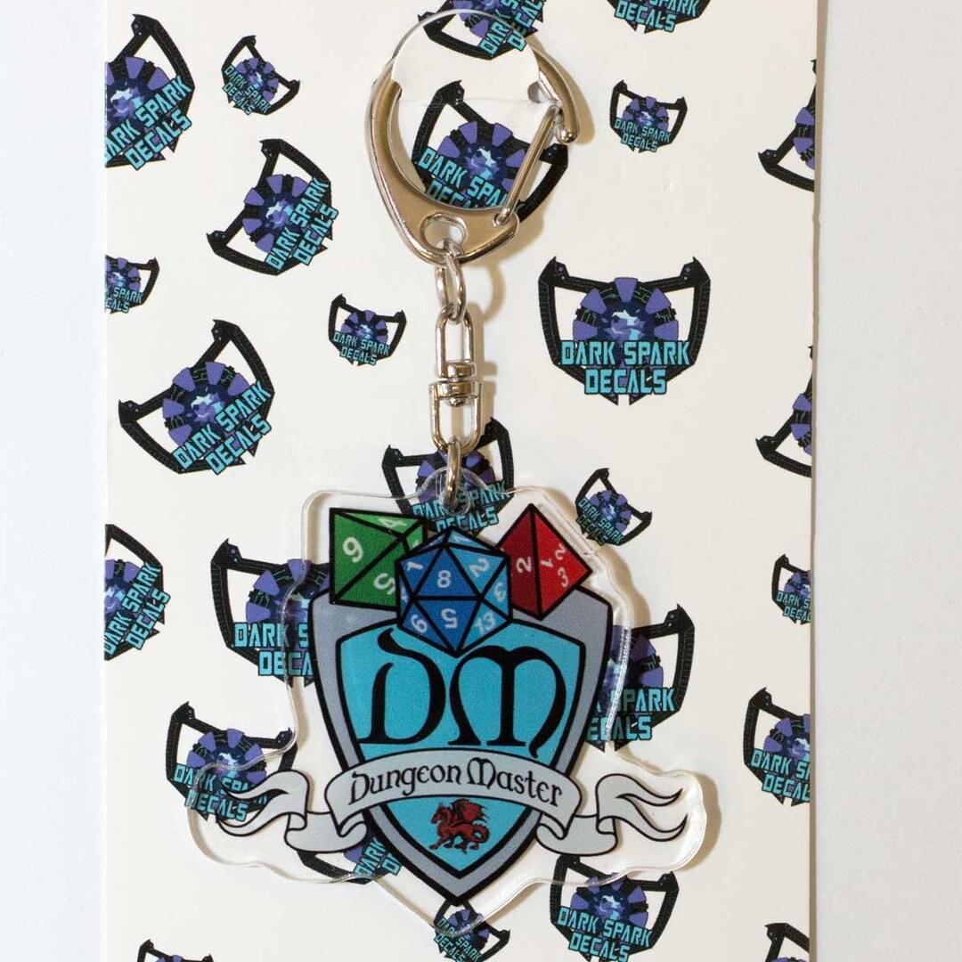 DM Dungeon Master Shield With Diece 2 Acrylic Keychain, Great For ...