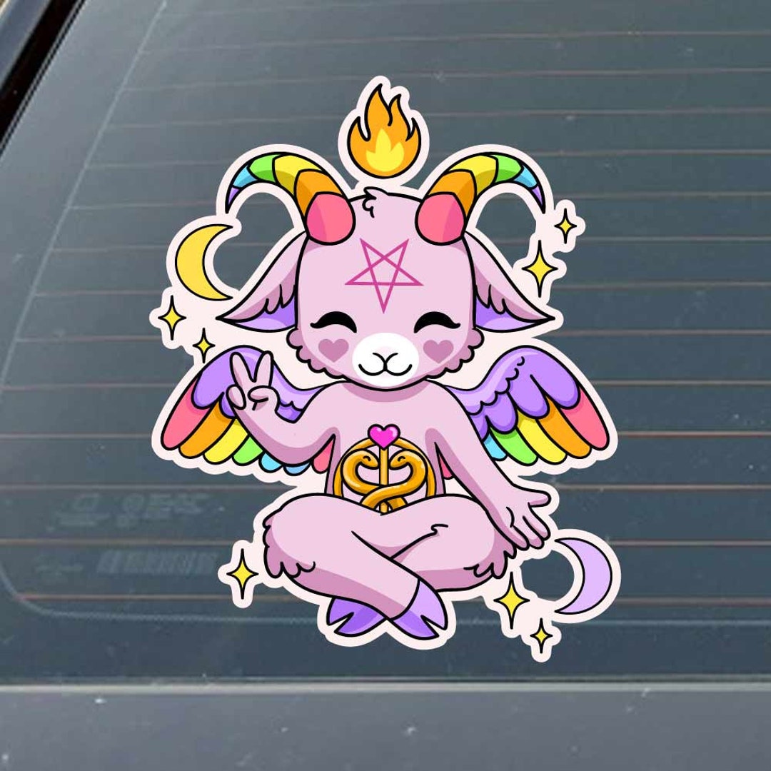 Pastel Pink Cute Baphomet - Indoor Outdoor Vinyl Decal, Multiple Sizes ...