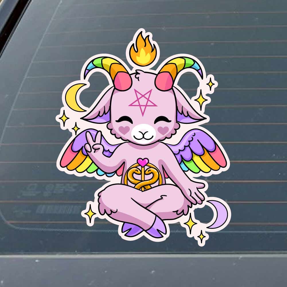 Pastel Pink Cute Baphomet Indoor Outdoor Vinyl Decal - Etsy