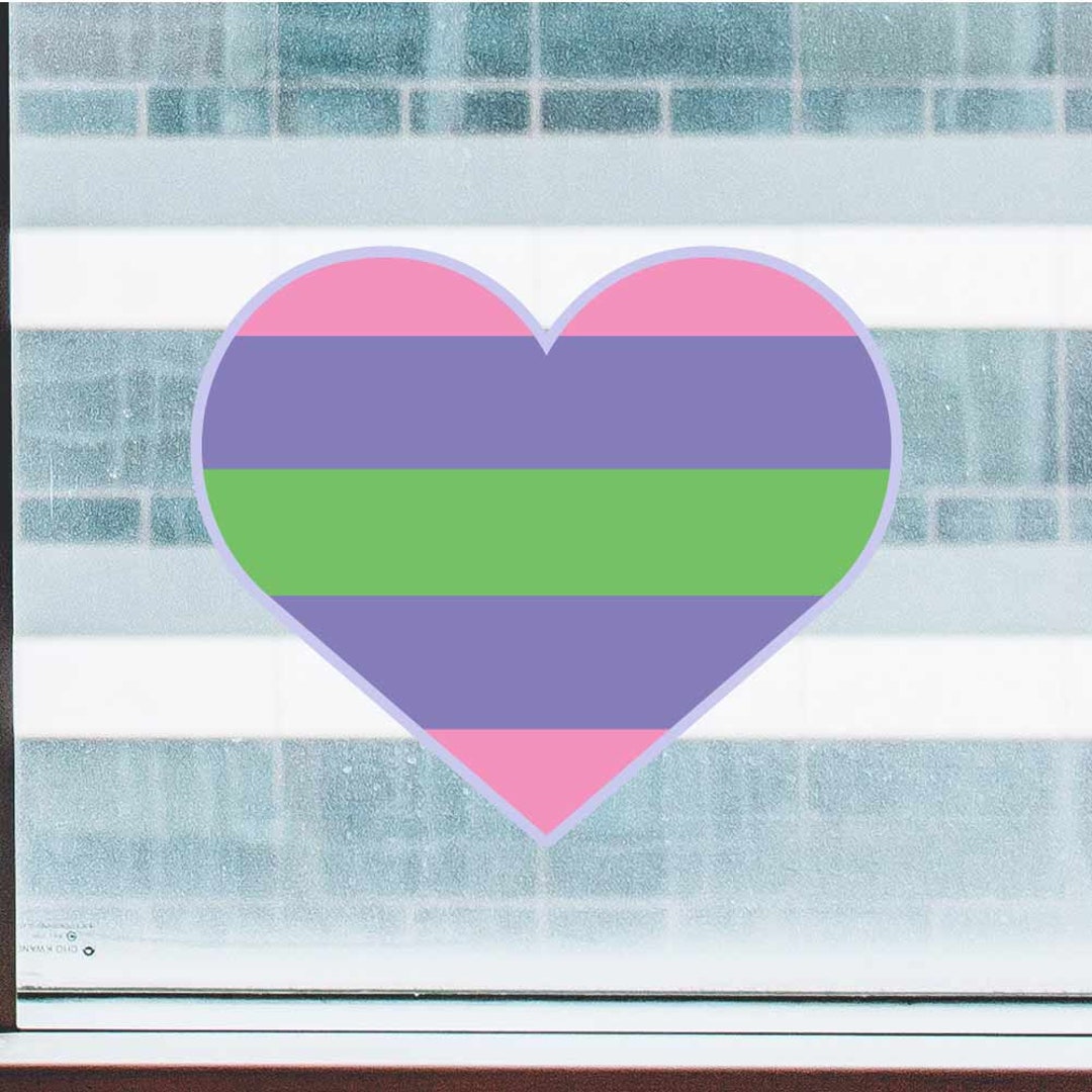 Trigender Heart, LGBTQIA+ Pride Flag - Full Color Static Window Cling ...