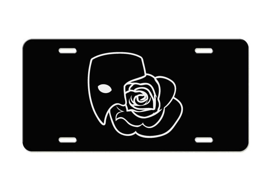 Phantom With Rose Vanity / License Plate, Available in Black or White ...
