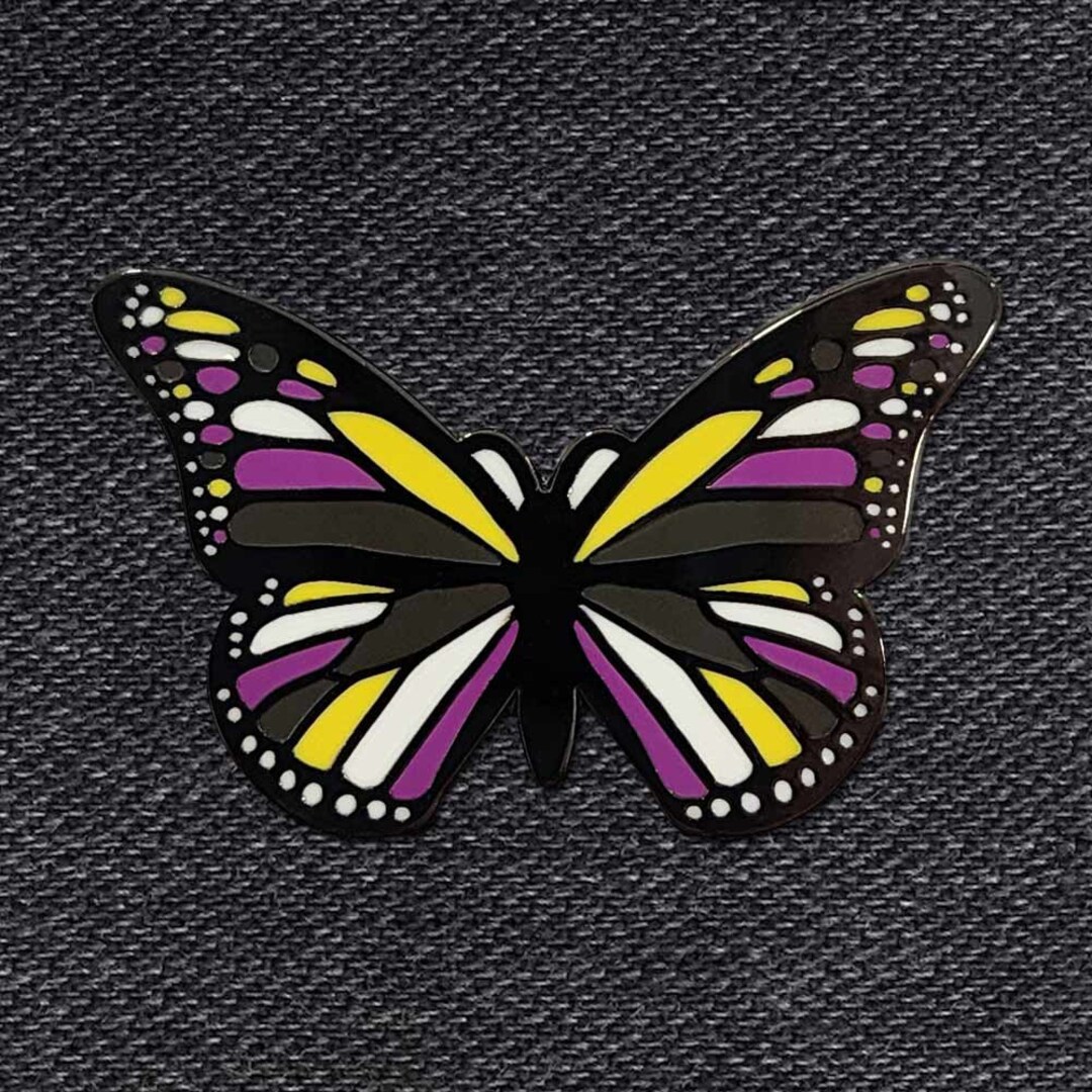 Non-binary Hidden Pride Flag Monarch Butterfly, 1.5 Inch Enamel Pin - Etsy