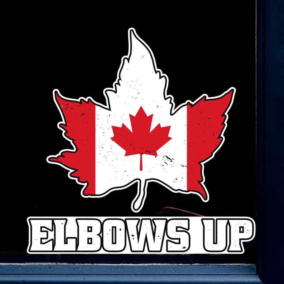 Canada, Elbows up Distressed Maple Leaf Protest Indoor Outdoor Decal or ...