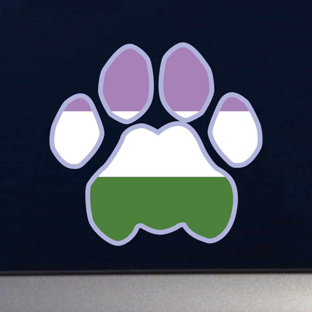 LGBTQ Genderqueer Pride Feline, Big Cat, Domestic Cat Paw Print ...