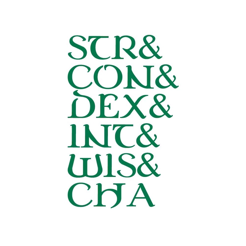 Str Con Dex Int Wis & Cha Stats Table Top Rpg DND Themed - Etsy