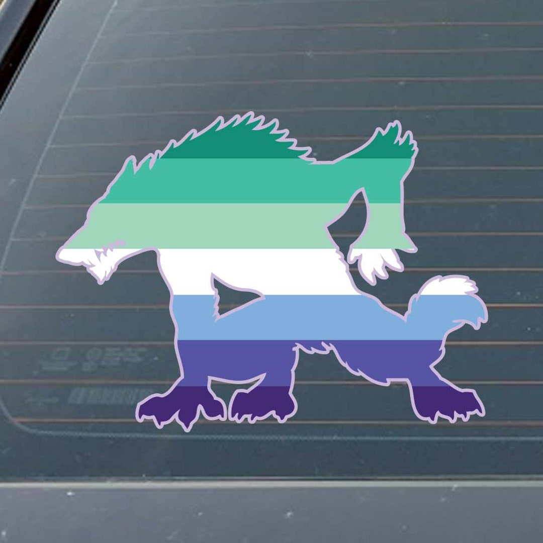 Gay Men Pride Werewolf, Therian Silhouette LGBTQIA+ Pride - Furry ...