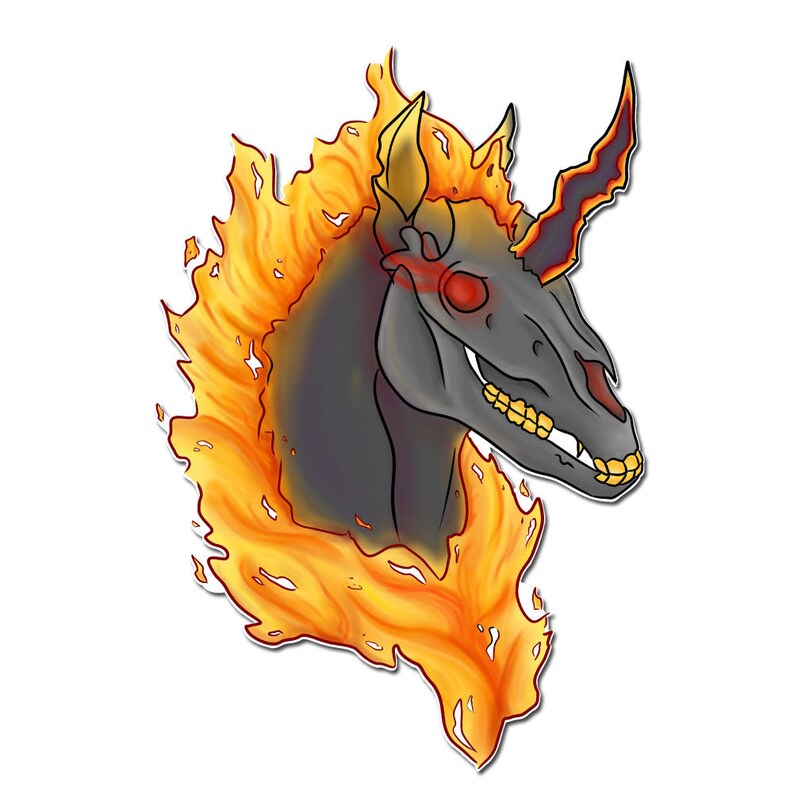 Hellfire Skull Faced Unicorn dark Unicorn Full Color Decal - Etsy