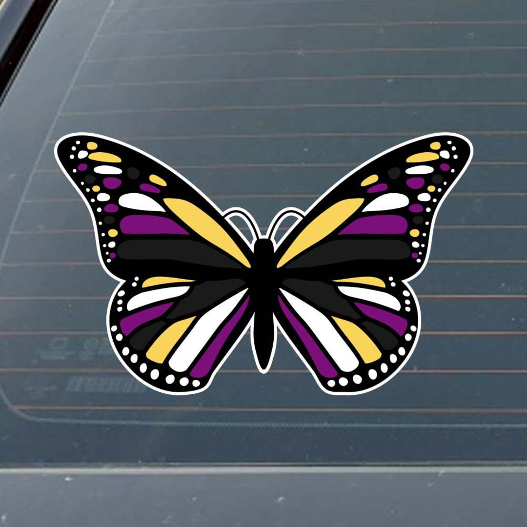 Non-binary Monarch Butterfly, Hidden LGBTQIA+ Flag Indoor/outdoor Vinyl ...