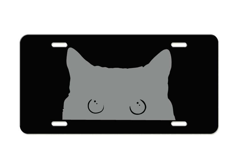 Peeking Kitty Cat Vanity / License Plate Available in Black - Etsy