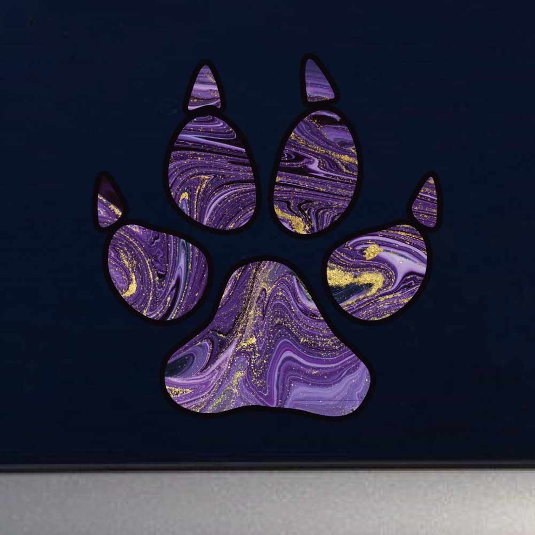 Canine Paw Print Silhouette Swirl Paint Pour Indoor Outdoor Vinyl Decal ...
