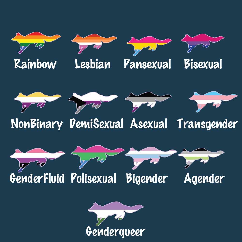 LGBT Pride Fox Silhouette Furry Fandom Many Pride flags | Etsy