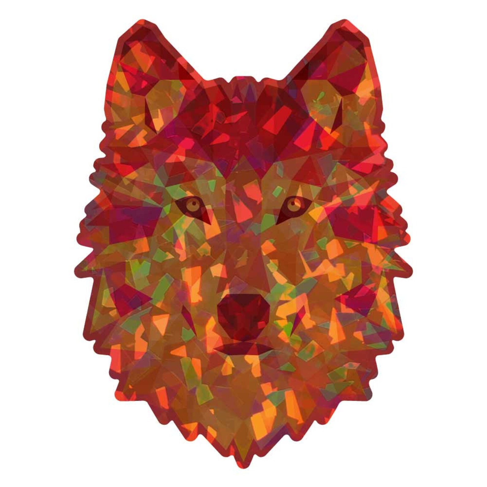Low Poly Geometric Wolf Retro Holographic Flake Indoor | Etsy