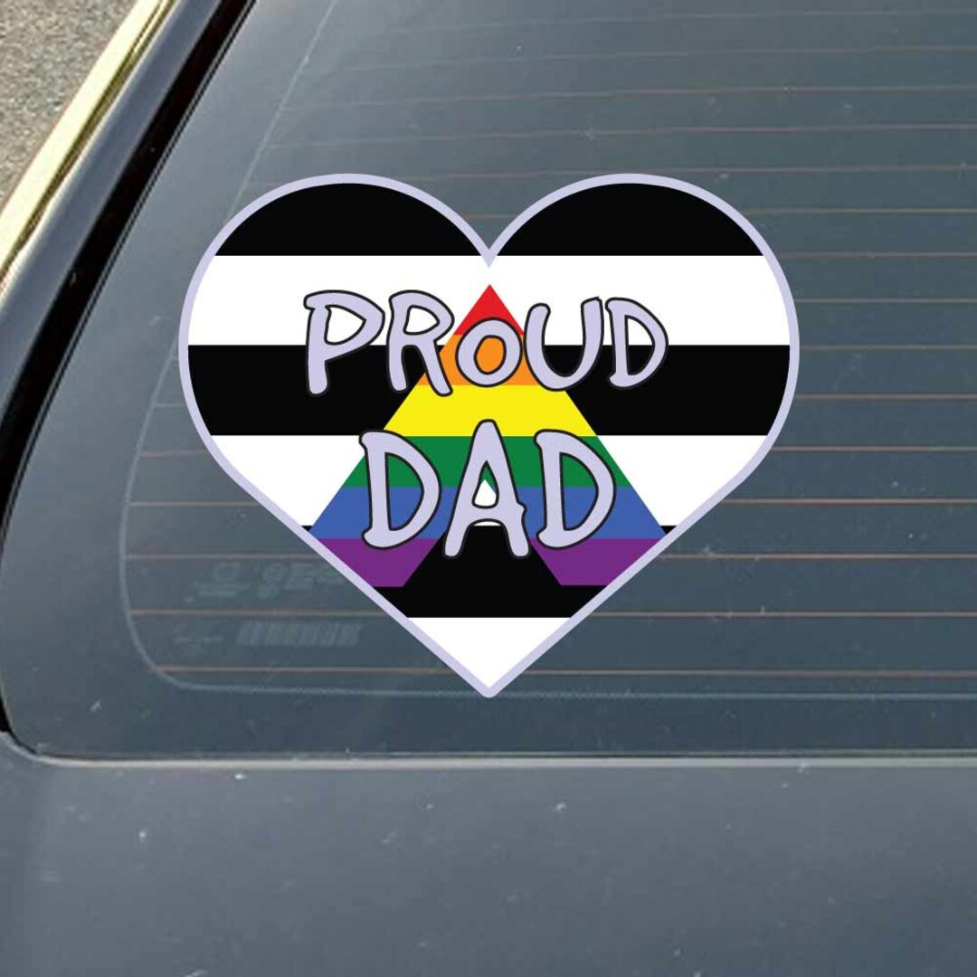 LGBTQ Ally Flag, Proud Dad Heart LGBTQ Pride Indoor Outdoor Vinyl Decal ...