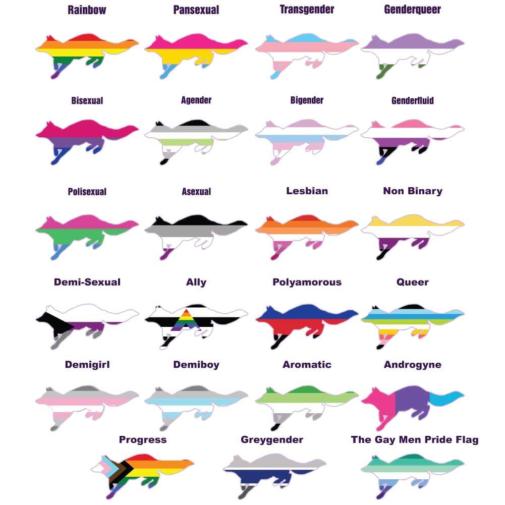 LGBT Pride Fox Silhouette Furry Fandom Many Pride Flags | Etsy