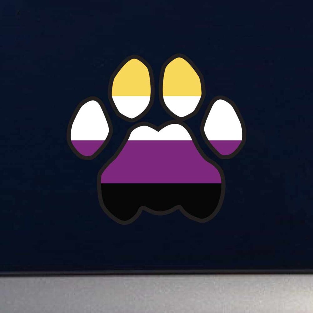 LGBTQ+ Non-binary Pride Feline, Big Cat, Domestic Cat Paw Print ...