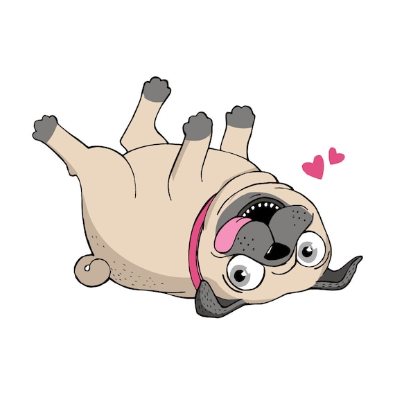 Derpy Happy Pug Full Color - Etsy