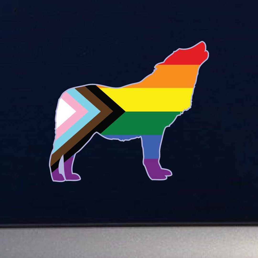 LGBTQ+ Progress Rainbow Pride Wolf Silhouette, POC Transgender ...
