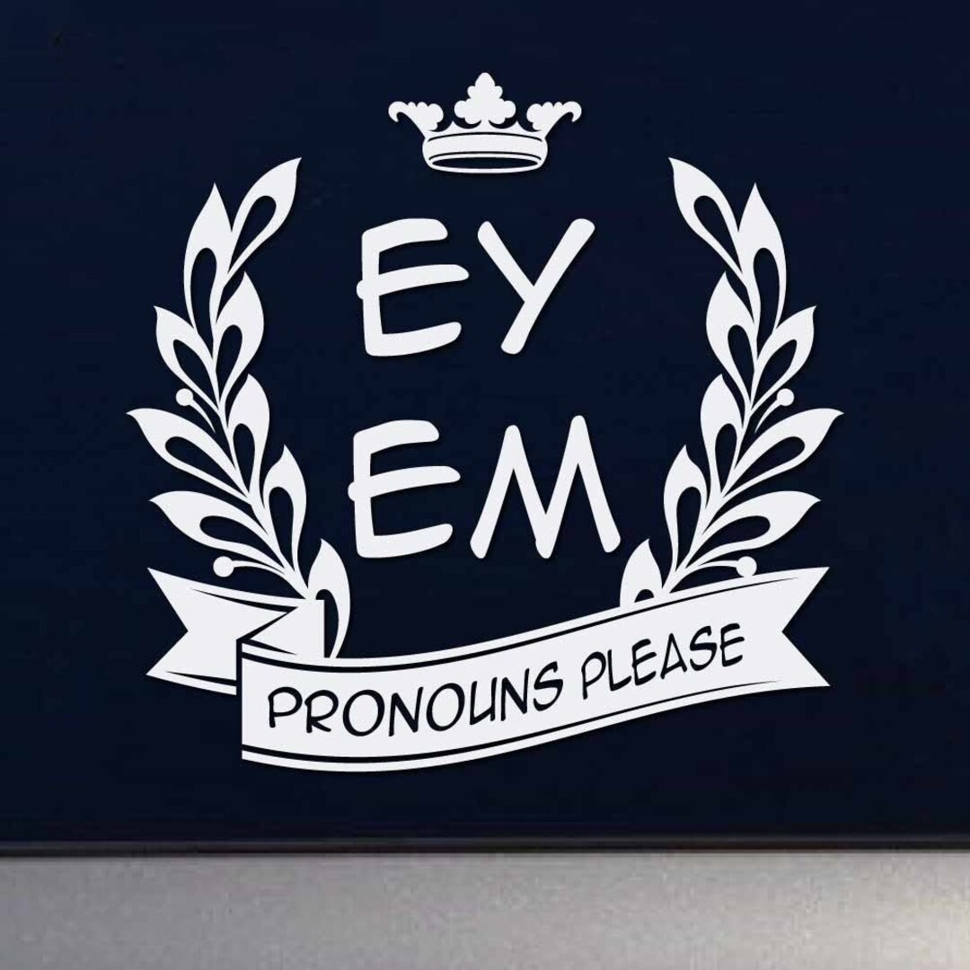 Ey Em Pronouns Please - Vinyl Indoor Outdoor Decal - Multiple Colors ...