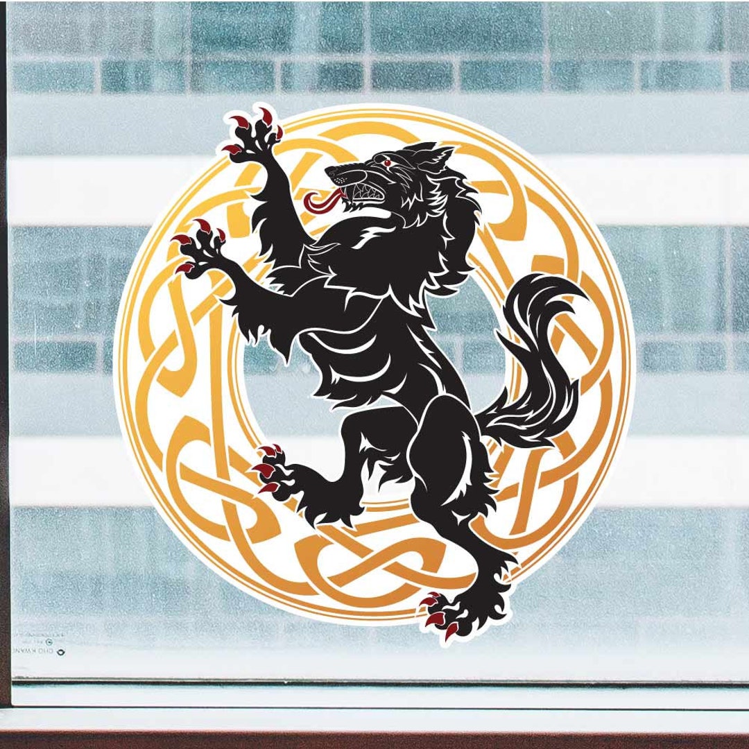 Rearing Celtic Wolf - Full Color Static Window Cling - Etsy