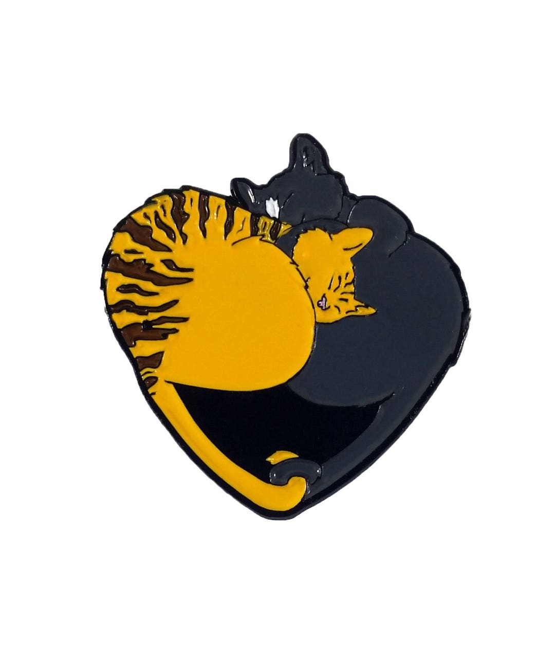 Cat Heart, Kitties With Linked Tails Enamel Pin - Etsy