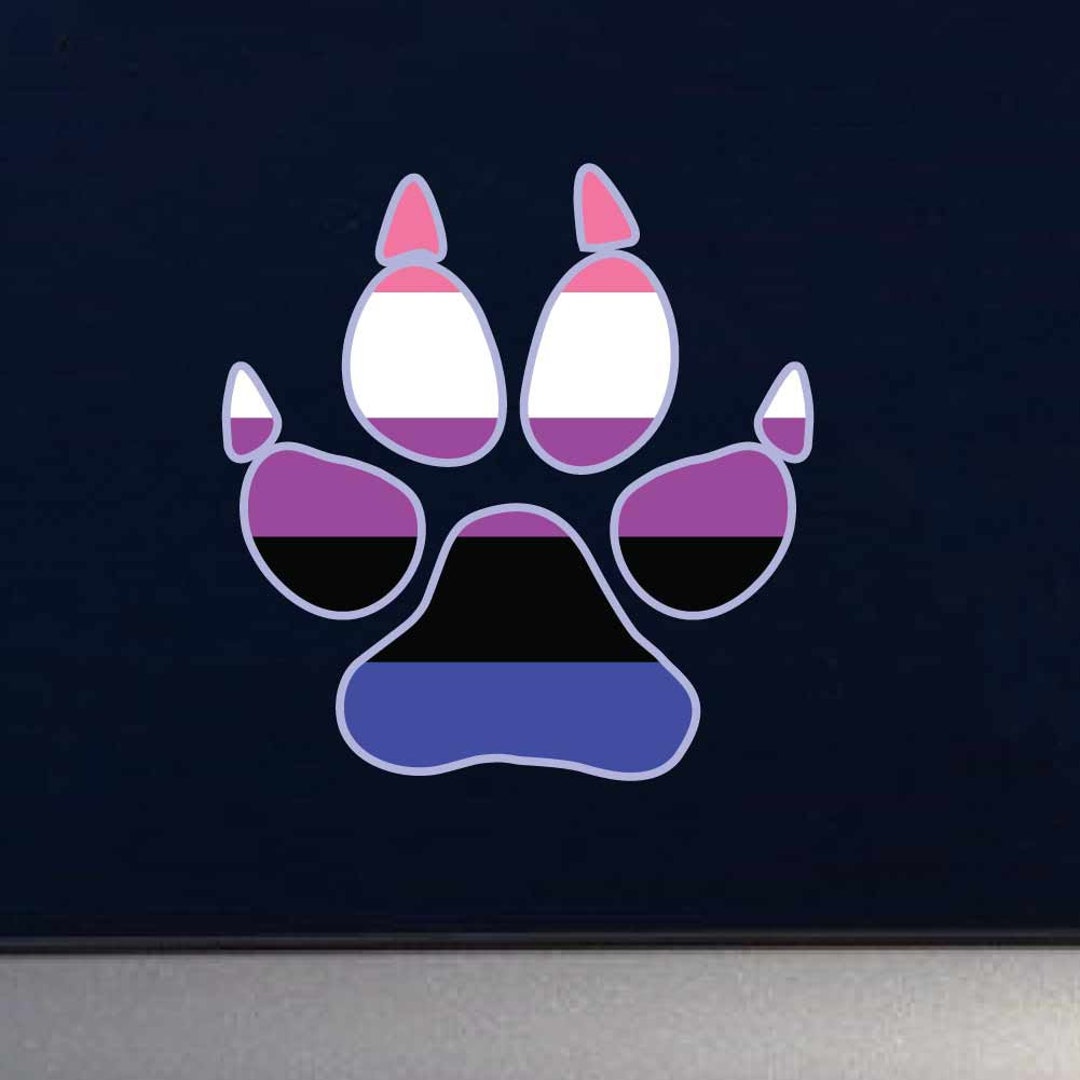 LGBTQ Genderfluid Pride Canine Dog Wolf Paw Print Furry - Etsy