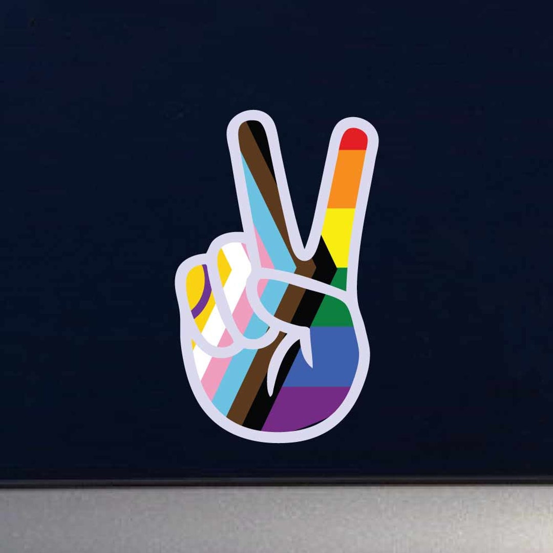 Peace Sign Hand Emoji Intersex Progress Flag - POC and Transgender ...