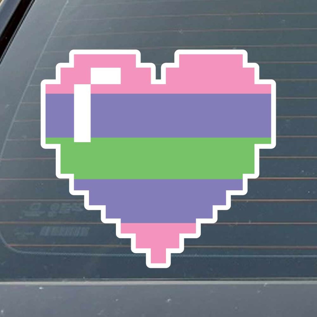 Trigender 8 Bit Retro Style Pride Heart - LGBTQ+ Flag - Indoor Outdoor ...