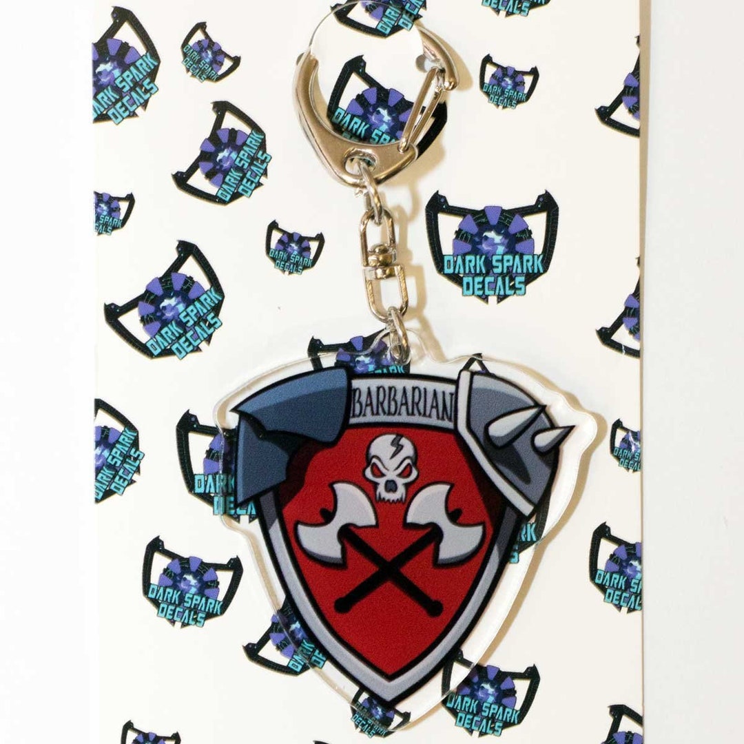Barbarian Class Shield 2" Acrylic Keychain, Great for Tabletop Gamers ...