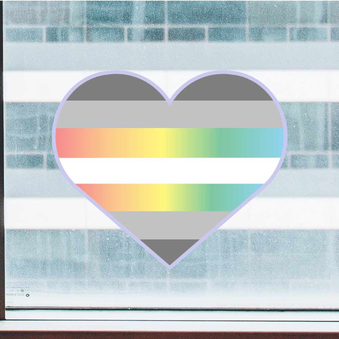 Demifluid Heart, LGBTQIA+ Pride Flag - Full Color Static Window Cling ...
