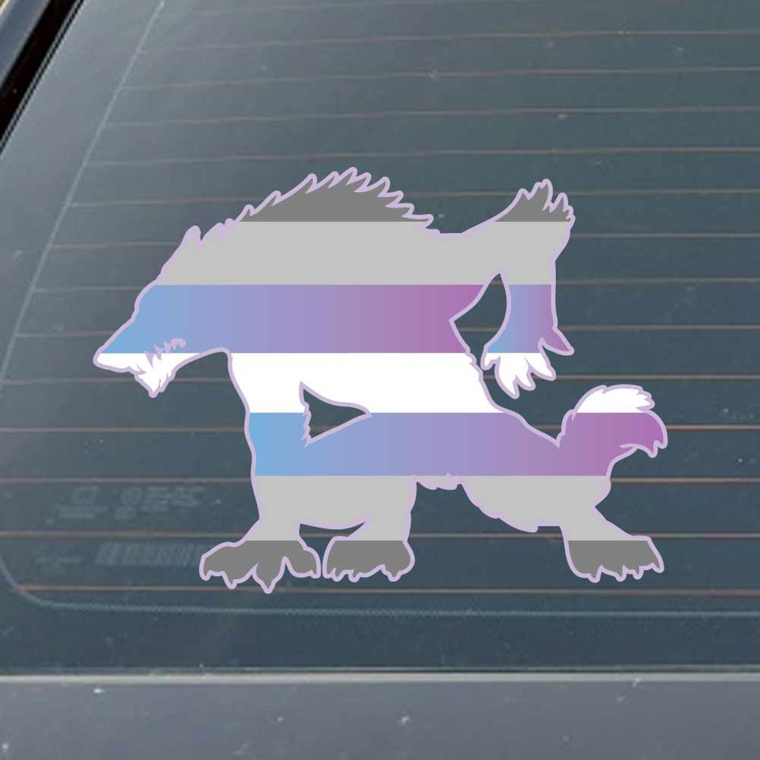 Agenderflux Werewolf, Therian Silhouette LGBTQIA+ Pride - Furry Fandom ...