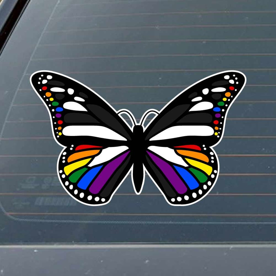 Ally Monarch Butterfly, Hidden LGBTQIA Flag Indoor/outdoor Vinyl Decal ...