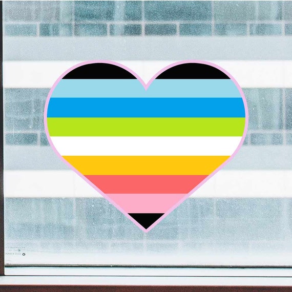 Queer Heart LGBTQIA Pride Flag Full Color Static Window | Etsy