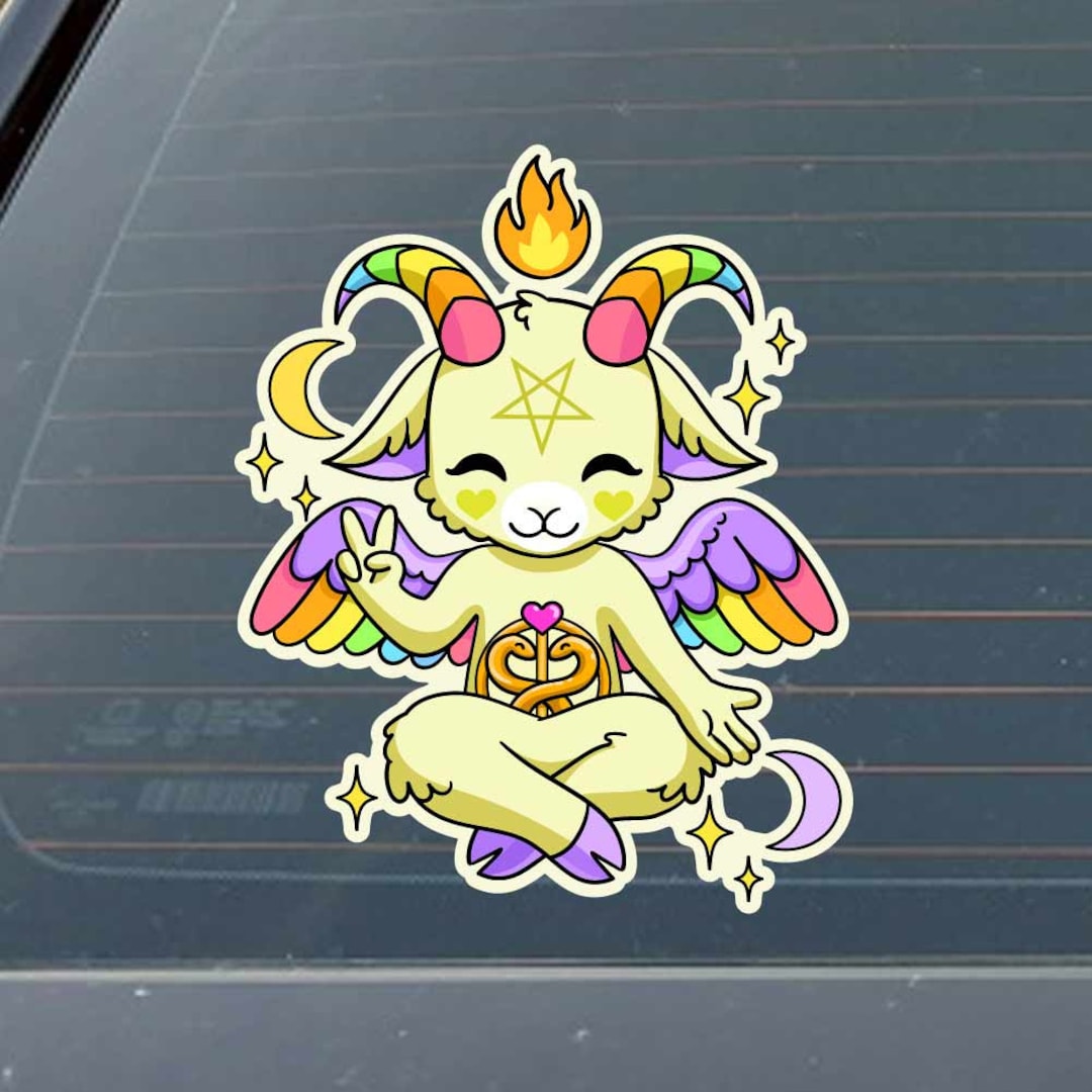 Pastel Yellow Cute Baphomet - Indoor Outdoor Vinyl Decal, Multiple ...