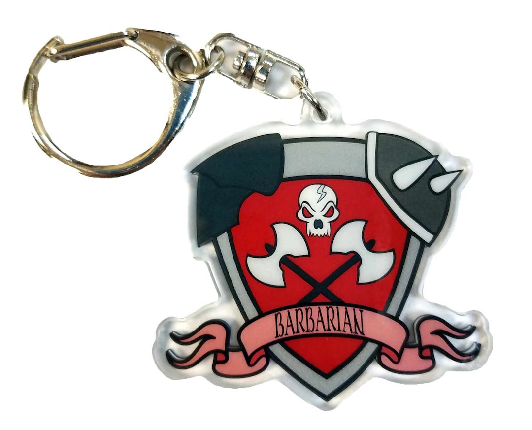 Barbarian Class Shield 2" Acrylic Keychain, Great for Tabletop Gamers ...
