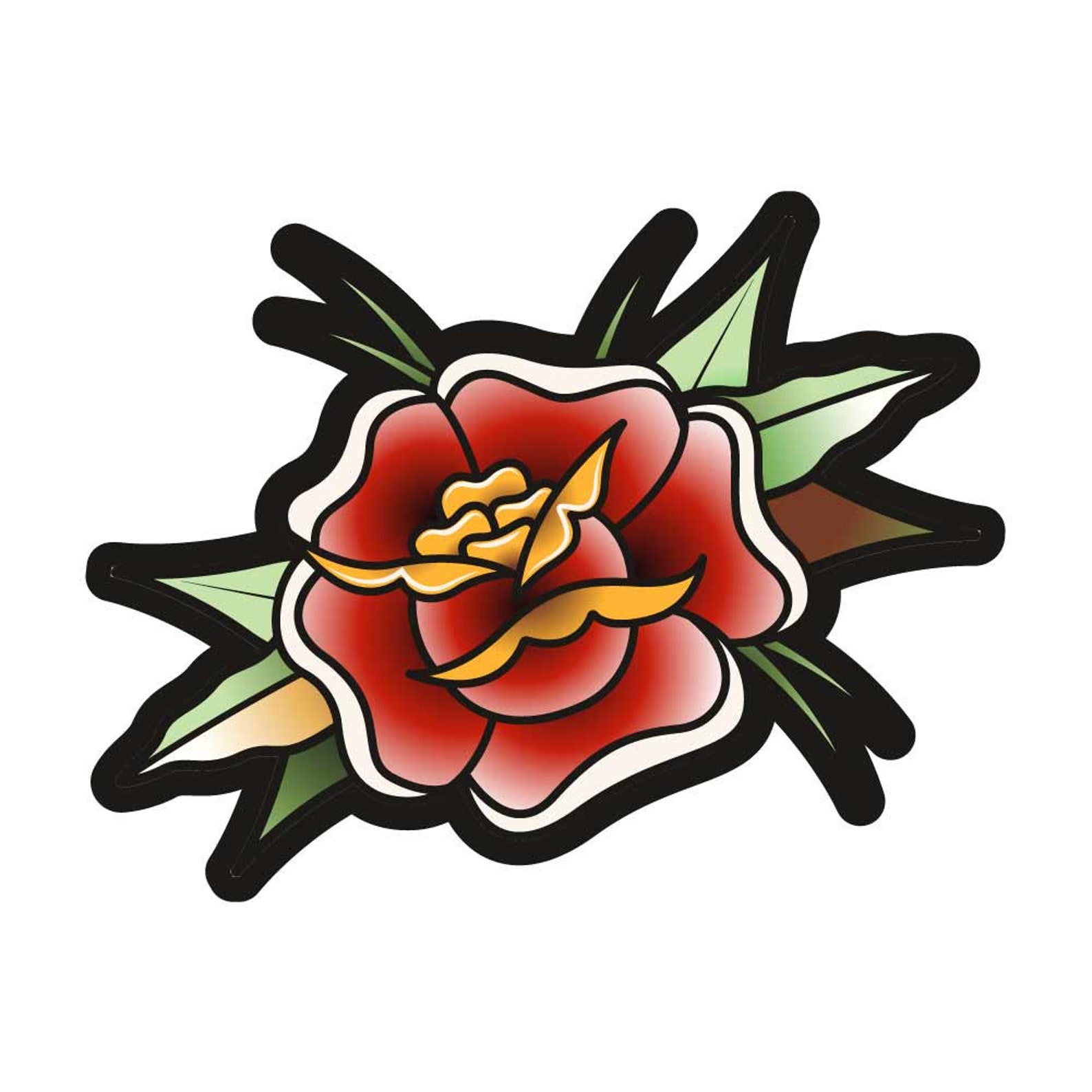 Pink Tattoo Style Rose - Indoor Outdoor Vinyl Decal - Etsy