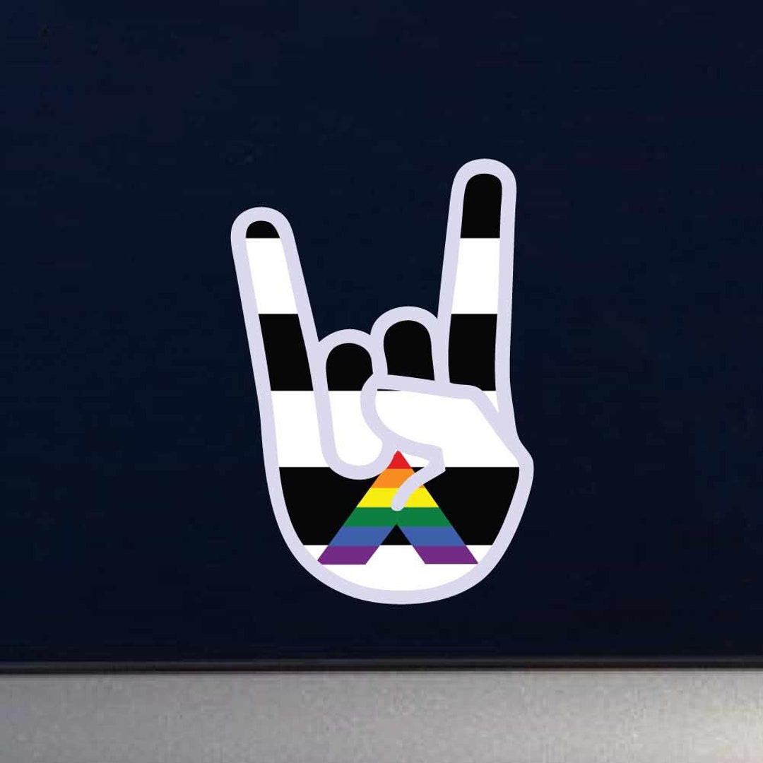 Ally Rocker, Sign of the Horns Hand Emoji Flag - LGBTQ+ Pride - Indoor ...